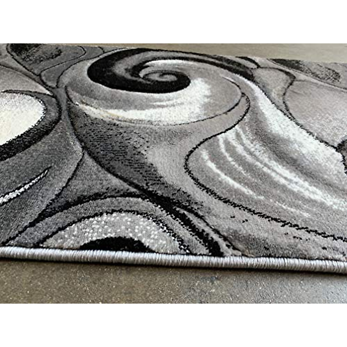 Sculpture Modern Runner Area Rug Turquoise Gray Black & Grey Contemporary Designr 410 (2 Feet X 7 Feet 1 Inch)