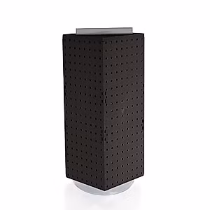 Azar Displays, 703385-BLK, 4 Sided Revolving, Pegboard Counter Display for Vendors Storage Necklace Jewelry Organizer for Selling at Trade Shows or Craft Shows Rotating, Black, 8” X 20”