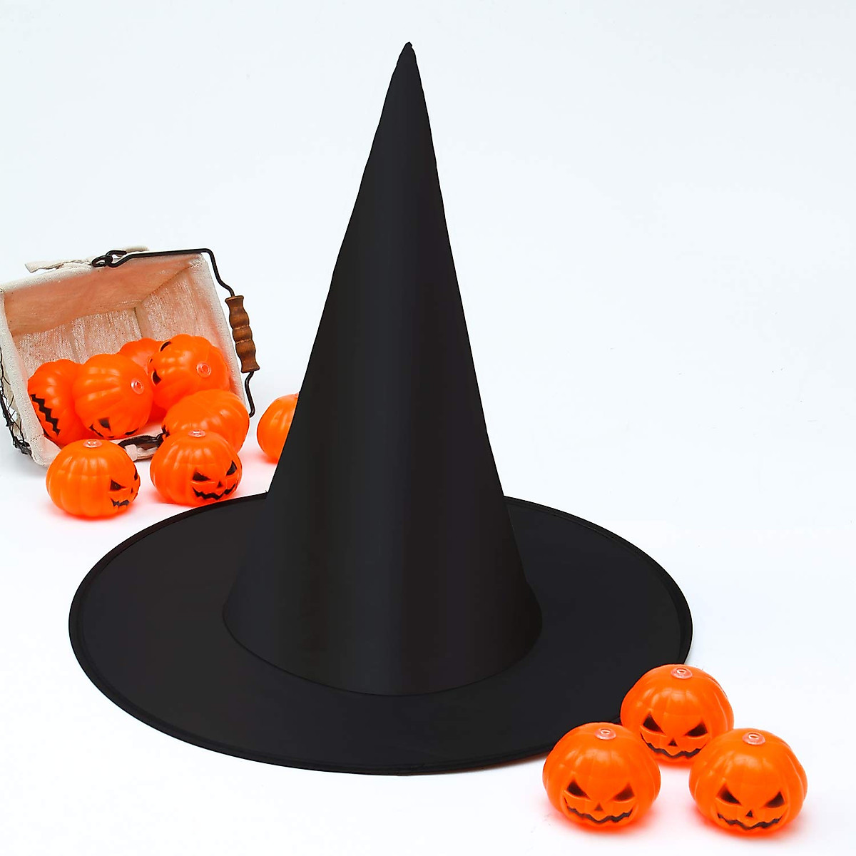 Elcoho 10 Pack Halloween Costume Witch Hat Halloween Costume Accessory for Holiday Halloween Party, Black