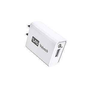 Vebach USB Wall Charger Single Port, UL Certified Quick Charge 3.0 18W AC Power Charging Adapter Plug Compatible with Galaxy S10/S9/S8/Note 8/7, LG G6/G4/V30, HTC 10, Nexus 9, iPhone, iPad and More