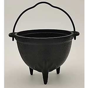 Cast Iron Cauldron with Lid Witchcraft 4.9" Incense Burner Perfect for Incense Smudge Sage Holder Altar Ritual Burning Holder (Black)