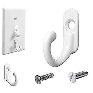 Light Switch Hooks, Chanvoo 10 Pack Wall Mounted Tiny Robe Hook with 20 Screws Wall Coat Hooks for Hanging Coat, Scarf, Bag, Towel, Key, Hat (White)