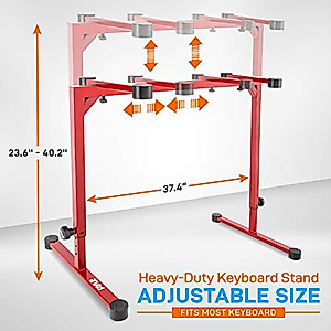 Pyle Universal Keyboard Heavy-Duty Electronic Organ Holder Rack Portable Piano Stand w/Adjustable Height and Width, Protective Rubber Discs
