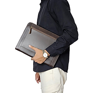 Handmade Genuine Leather Business Portfolio by Jaald | Professional Organizer Men & Women | Durable Leather Padfolio with Sleeves for documents & Notepad Compatible with Ipad pro 12.9"