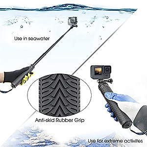 SOONSUN 3-in-1 Aluminum Telescoping Selfie Stick Waterproof Monopod Pole Handheld Grip Tripod Stand for GoPro Hero 11 10 9 8 7 6 5 4 3 2, Fusion, Max, Session, AKASO, SJCAM, DJI OSMO Action Camera