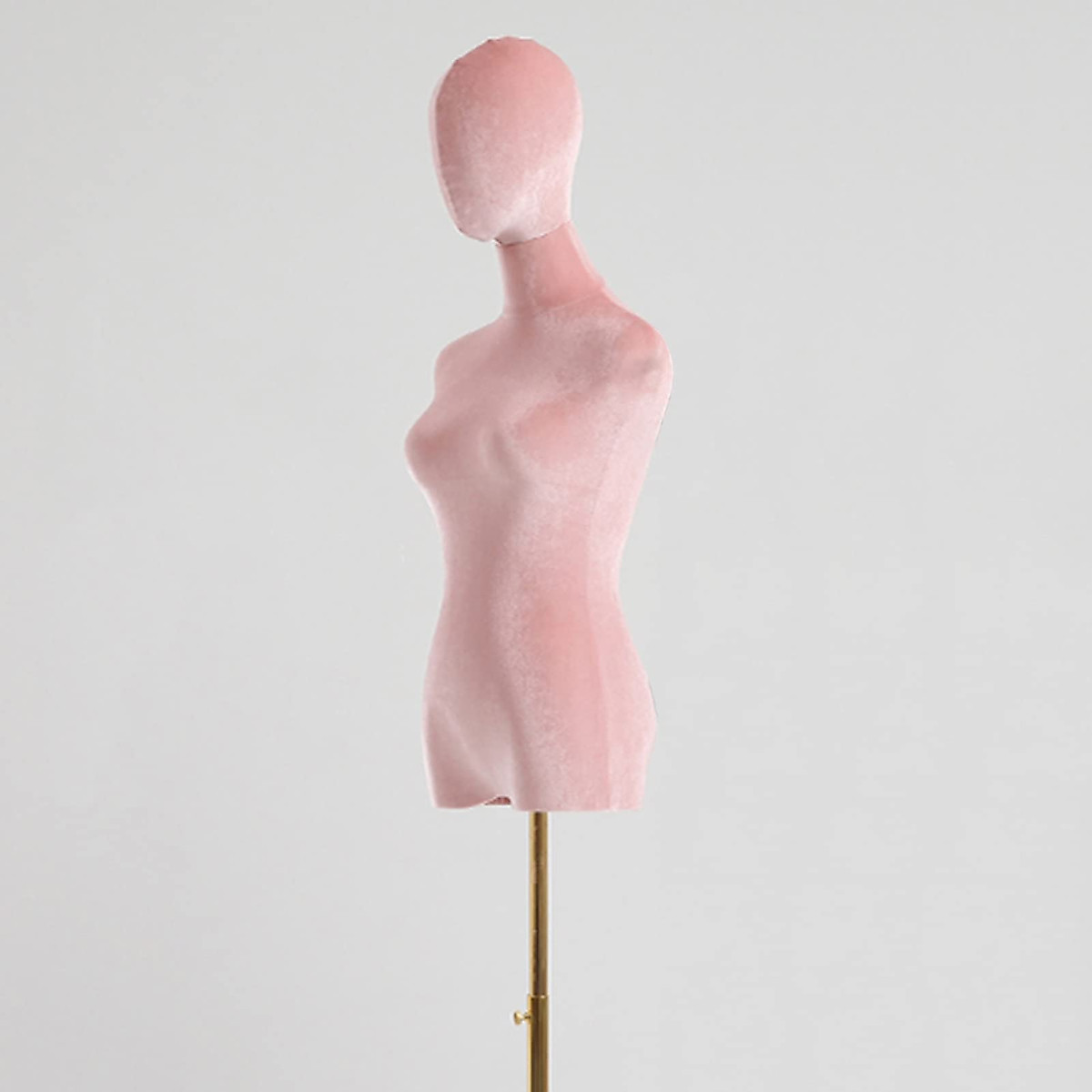 Female Dress Form, Pink Velvet Mannequin Body with Metal Stand, Detachable Dress Form for Retail Clothing Shops, Trade Shows, Online Boutiques, Craft Shows, Jewelry Display, Height Adjustable