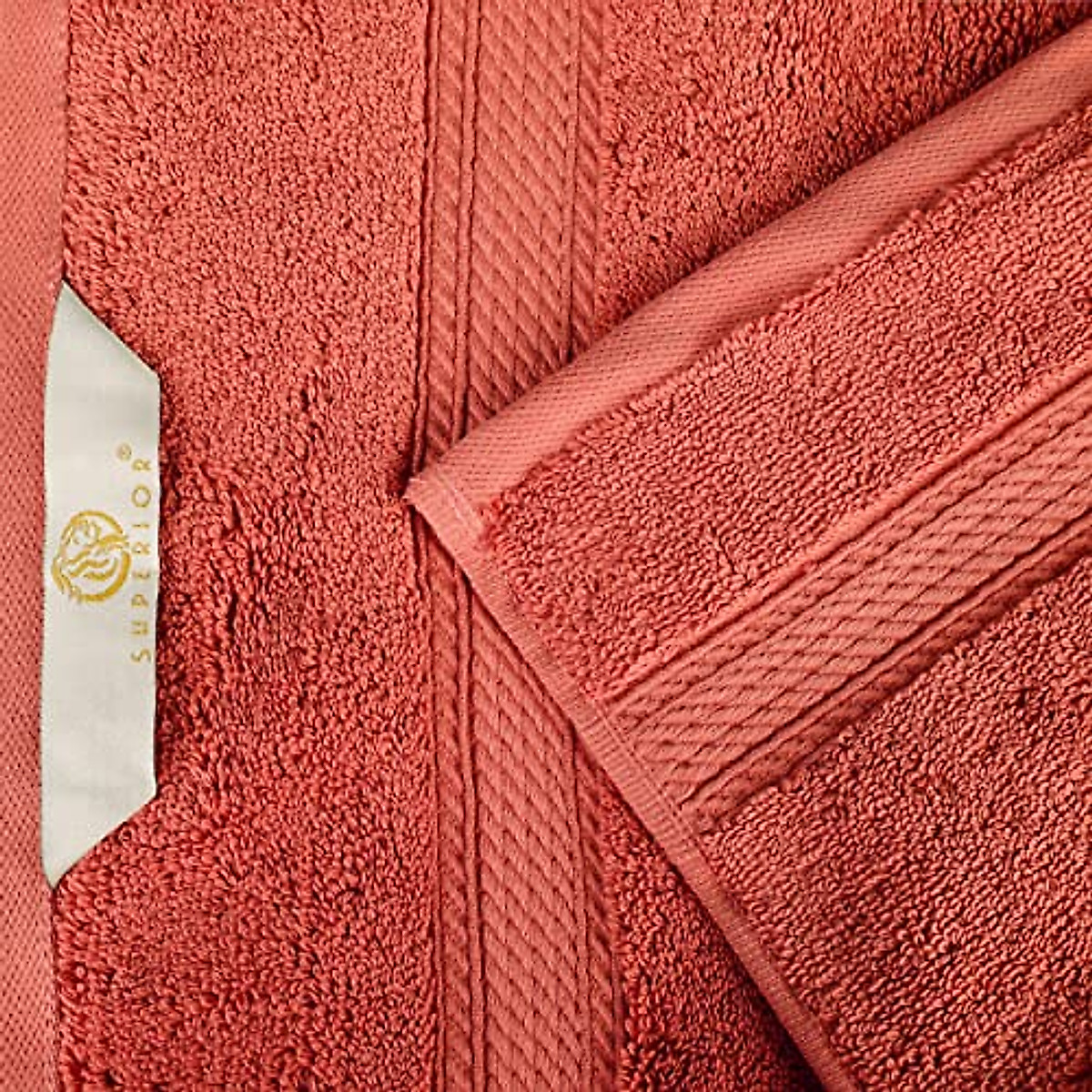 SUPERIOR Egyptian Cotton 8-Piece Solid Towel Set, Washcloths 13” x 13”, Hand Towels 20” x 30”, Bath Towels 30” x 55”, 800 GSM, Coral, 8-Pieces