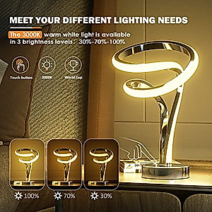 airnasa Modern Spiral RGB Table Lamp, Touch Dimmable LED Nightstand Lamp, 10 Light Modes Bedroom lamp, Unique Lamps for Home Decor Living Room Bedroom Office, Cool Lamps for Ideal Gift
