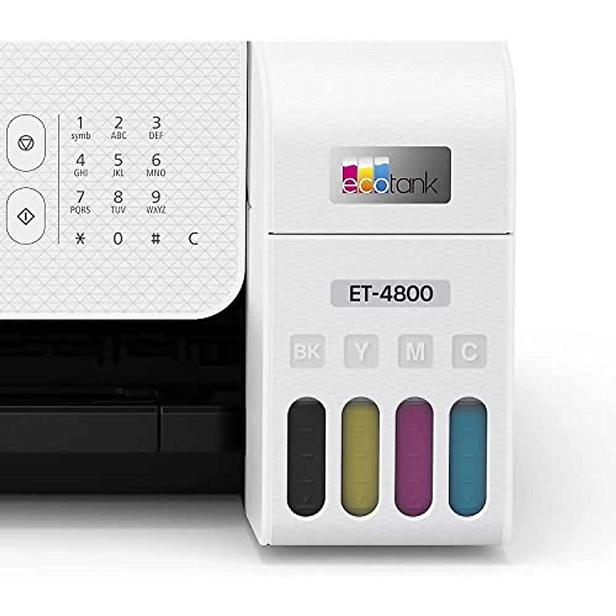 Epson EcoTank ET-4800 Wireless All-in-One Supertank Color Inkjet Printer Office, White - Print Copy Scan Fax - 10.0 ppm, 5760 x 1440 dpi, 8.5" x 14", Voice Activated, 30-Sheet ADF, Ethernet