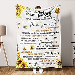 BeneCharm Gifts for Mom, Mom Birthday Gifts Blanket from Daughter Son 60"x50" - to My Mom Soft Cozy Throw Blanket for Thanksgiving, Christmas