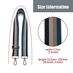 Zalaxt Wide Purse Straps Replacement Crossbody, Purse Strap with Silver Hardware, Guitar Straps for Handbags Blue