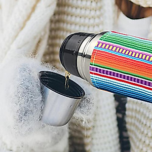 Colorful Boho Stripe Colorful Stainless Steel Coffee Thermos, Double Walled Insulated Water Bottle for Outdoor Sports, Office, Car (17 OZ/500ML)