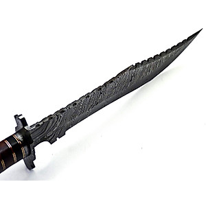 UK UNIQUE SHARP KNIVES BK-3039 Handmade Damascus Steel 15 Inches Damascus Steel Hunting Knife - Beautiful Rose Wood & Bone Handle