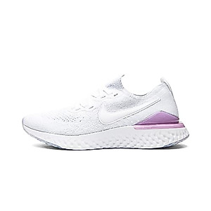 Nike Women's Epic React Flyknit Running Shoe, White/Pink/Black, 9.5