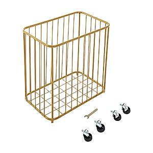 Gold Metal Laundry Hamper with Wheels,Large Capacity Laundry Basket Cart,Rolling Laundry Basket,for Living Room,Bathroom,