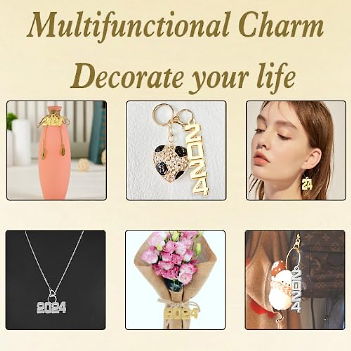 2024 Graduation Decorations, Graduation Tassels Charm 2024 Year Charm Gold, Graduation Cap Tassel Charm 2024 Graduation Hat Decoration Gold 2024 Year Charm for Graduation Tassels