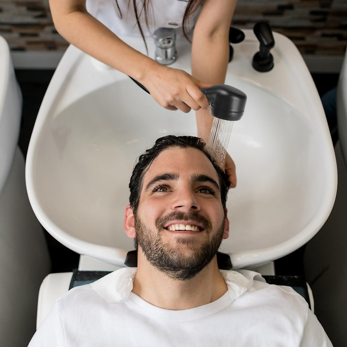 LukLoy Brass Salon Shampoo Bowl Faucet and Sprayer Kit for Shampoo Bed Bowl or Backwash Unit with 3/8 to 1/2 NPT Reducer Adapter