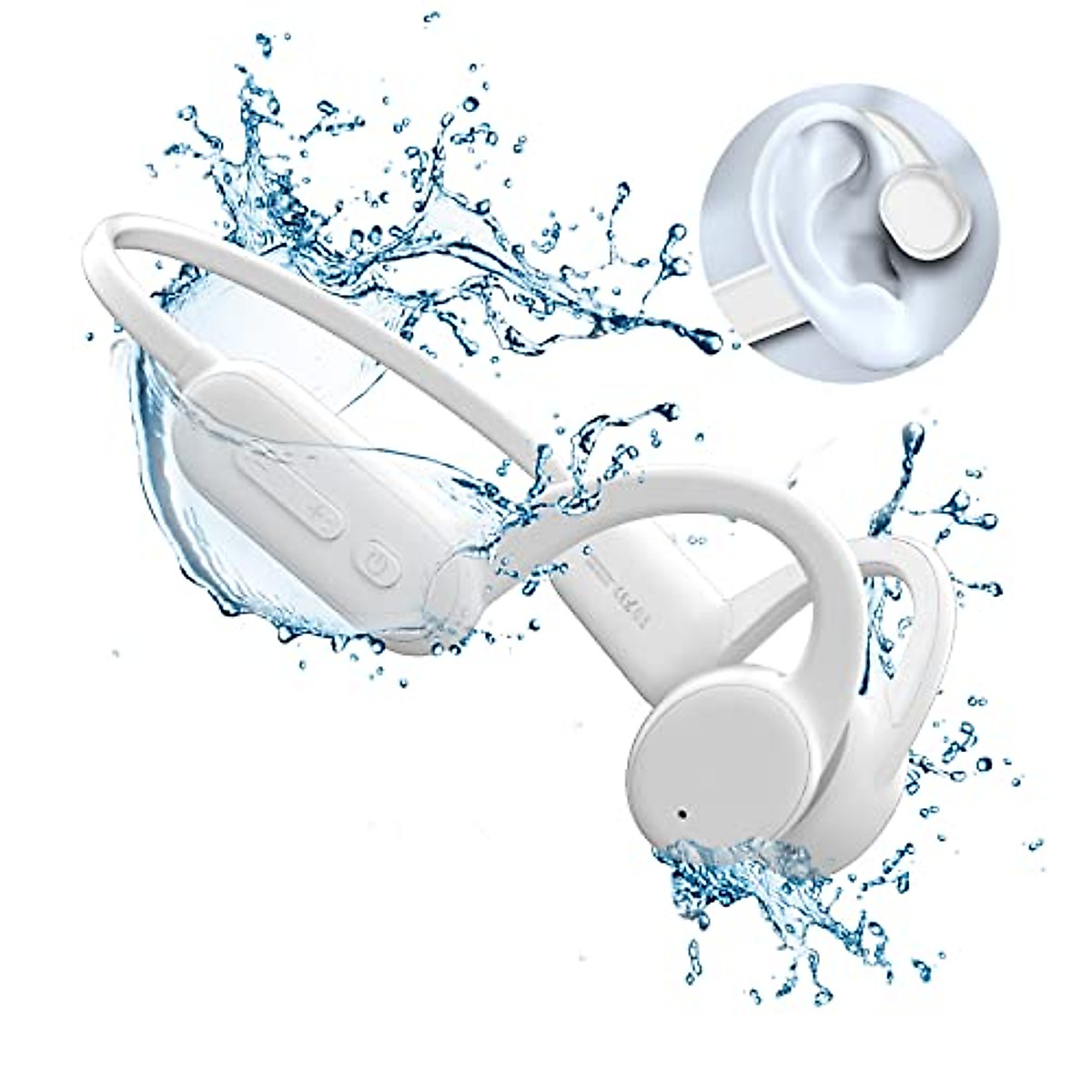 Bone Conduction Headphones Wireless Bluetooth Open-Ear Headphones IPX8 Waterproof with Mic, 8G Memory MP3 for Swimming, Workouts, Running, Black