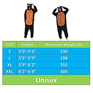 III HHONS Bear Costume Adult Onesie Adult Animal Halloween Cosplay Sleepwear Brown Onesies Christmas