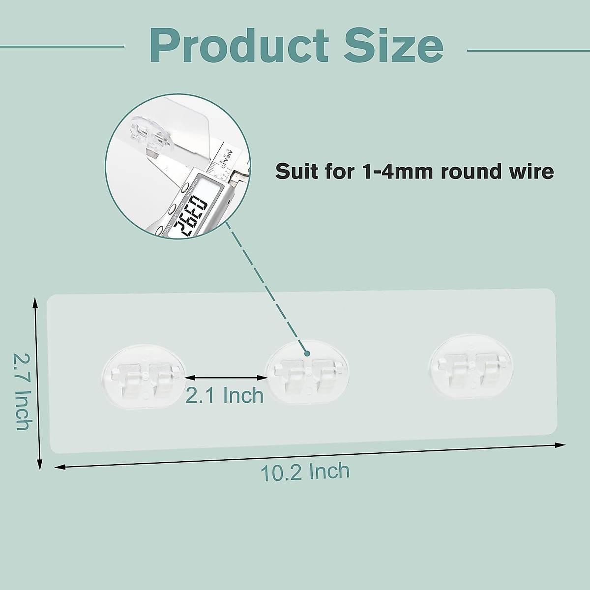 Qiic 4 PCS Shower Caddy Adhesive Replacement Hook, No Drilling Transparent Heavy Stick Hook for Shower Caddy, Bathroom Storage Shelves and Kitchen Racks, Size: 10.2 * 2.7in