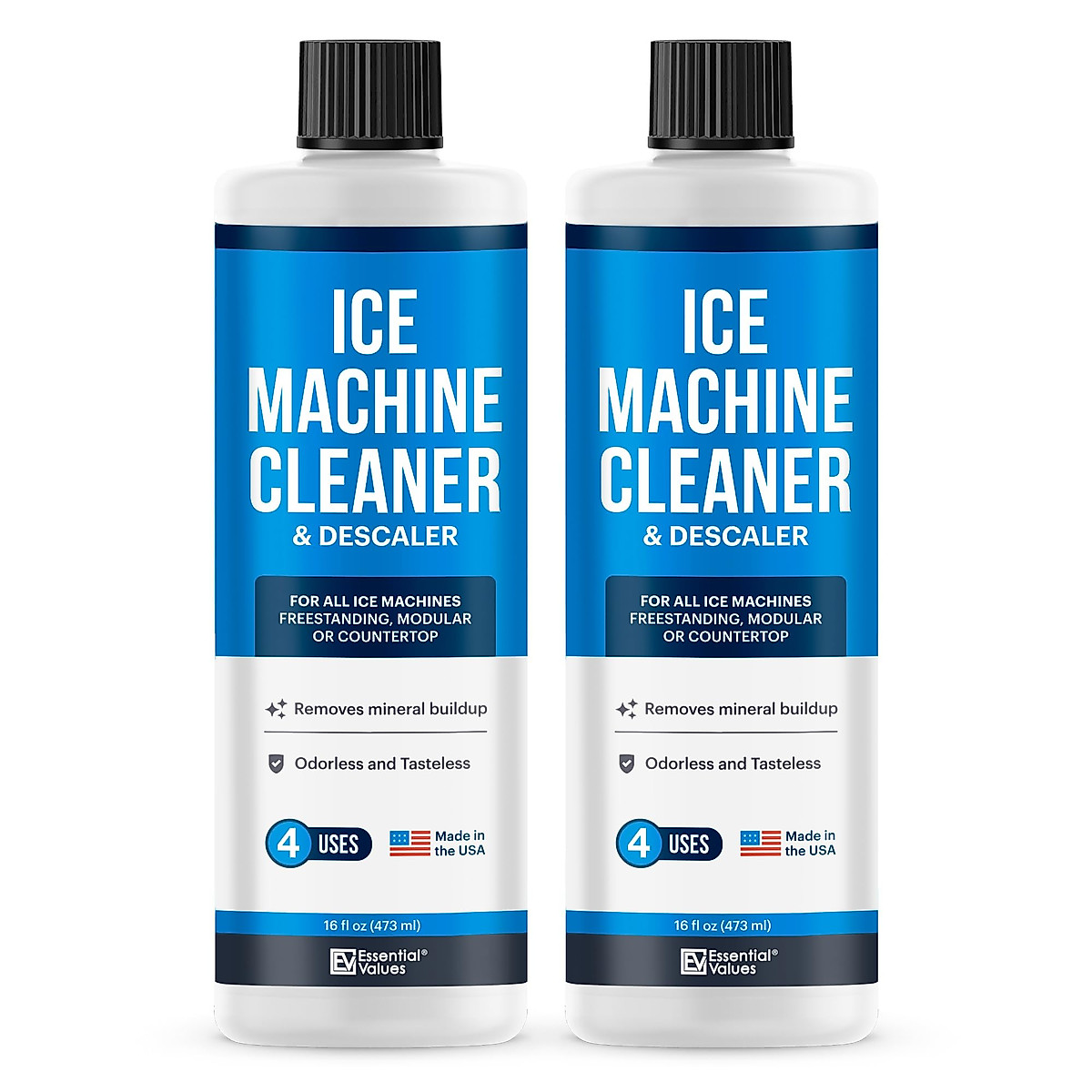 Essential Values 2-Pack Ice Machine Cleaner and Descaler 16 fl oz, Nickel Safe Descaler | Ice Maker Cleaner Compatible with All Major Brands (Scotsman, KitchenAid, Affresh)