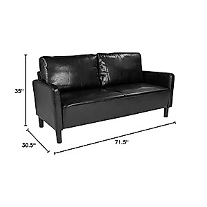 Flash Furniture Washington Park Upholstered Sofa in Black LeatherSoft