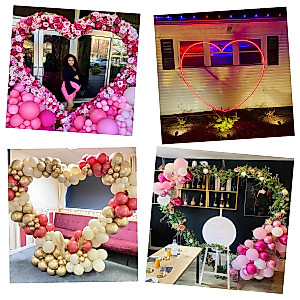 LANGXUN Large Size Metal Balloon Arch Kit, Wedding Heart Arch Stand, Love Balloon Column Arch Frame for Wedding, Bridal, Valentine's Day, Engagement and Birthday Party Supplies (Heart White)