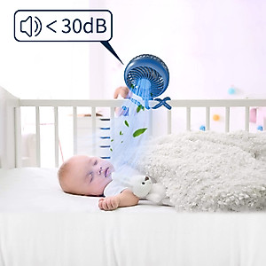 HandFun [2023 Upgraded] Stroller Fan, 5-26 Hours Long Last Stroller Fan Flexible Tripod Clip on for Baby, 360°Rotation Portable Rechargeable Fan for Car Seat Crib Bike Treadmill Peloton (Blue)