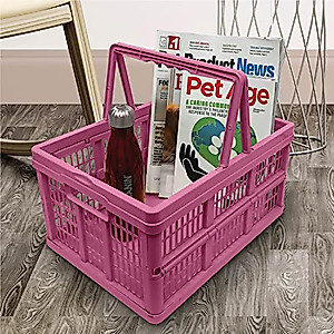 Home+Solutions 3 Piece Collapsible Basket Set - Berry Pink Plastic Containers for Multipurpose Storage