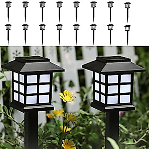 PARTPHONER Solar Outdoor Pathway Lights 16 Pack, Waterproof Garden Walkway Lights Solar Powered, Outside LED Lanscape Lights for Path Yard Patio Lawn Driveway, Cold White 5000K