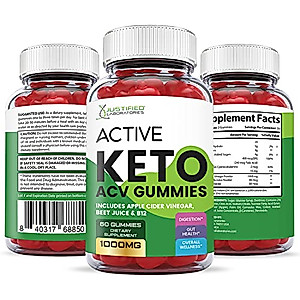 Justified Laboratories (2 Pack) Active Keto ACV Gummies 1000MG with Pomegranate Juice Beet Root B12 120 Gummys