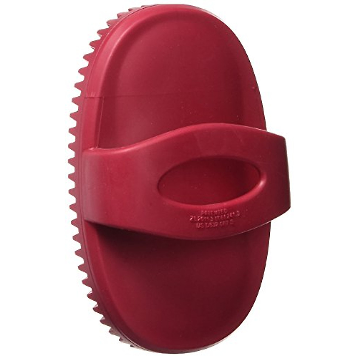 Le Salon Essentials Rubber Curry Grooming Brush with Loop Handle, Red