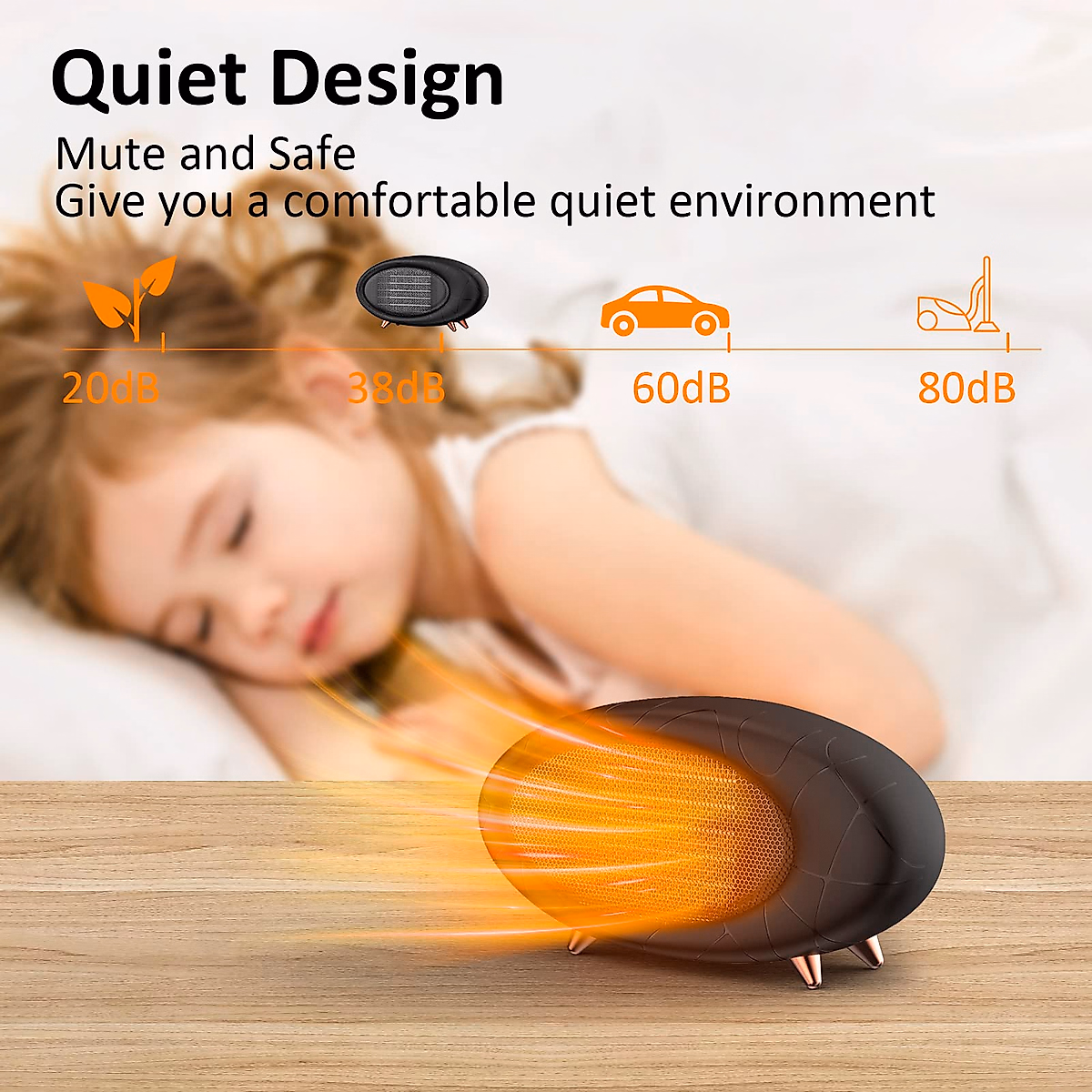 PRSOOY Desk Heater,600W Energy Efficient Small Desk heater for Indoor Use,PTC Fast Heating Ceramic Heater for Bedroom Home Office Indoor Use(Black)