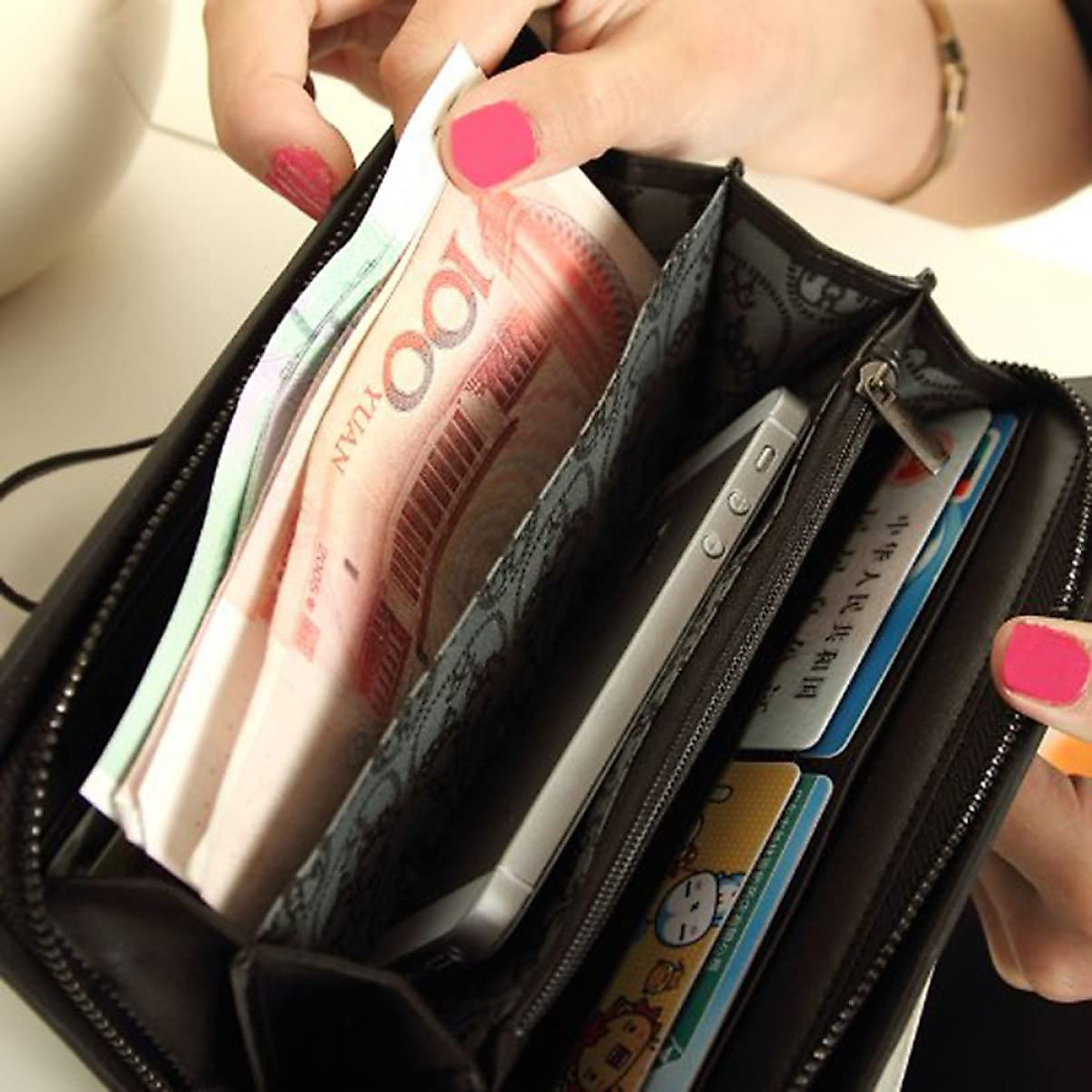 SHERCHPRY 1pc Handbag Medium Skull Purse Lether Cash Punk Pu for with Zippered Gothic Women Phone Clutch Vintage Black Zipper Holder Wristlet Wallets Travel Wallet Long Goth Wallet