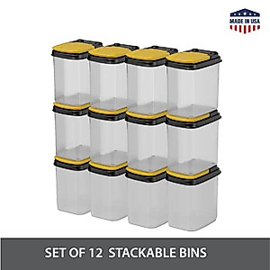 Buddeez Bits and Bolts Storage Containers, 12 Pack, Yellow