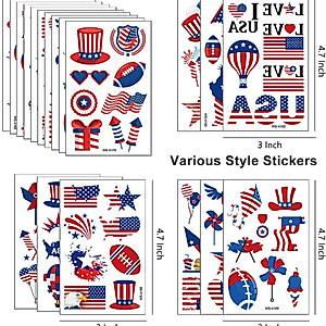 American Flag Tattoos(Nearly a hundred styles）, USA Tattoos, Red White and Blue Party Supplies, Patriotic Temporary Tattoos for Independence Day, Memorial Day, and Labor Day