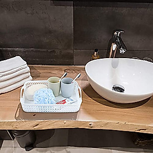 Saedy White A4 Paper Storage Baskets, Plastic Organizer Basket Tray, Set of 6