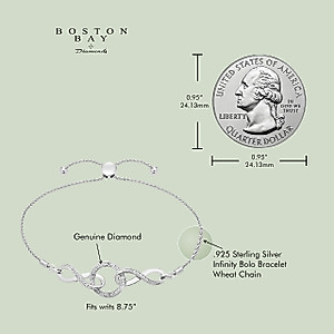 .925 Sterling Silver 1/10 Cttw Diamond Infinity Bolo Bracelet (G-H Color, I2-I3 Clarity) - 8-3/4"