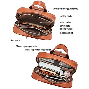 BOSTANTEN Mens Laptop Backpack Genuine Leather 15.6 inch Computer Bag Business Work Travel Daypack Vintage Large Shoulder Bag