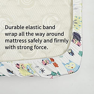 Stretchy Bassinet Sheets 32 x 19 Inch, Compatible with Baby Delight, Mika Micky, Dream On Me, ANGELBLISS, Papablic, Koola, AMKE, Maxi-COSI Baby Bedside Bassinet Mattress, 2 Pack, Owl and Rabbit