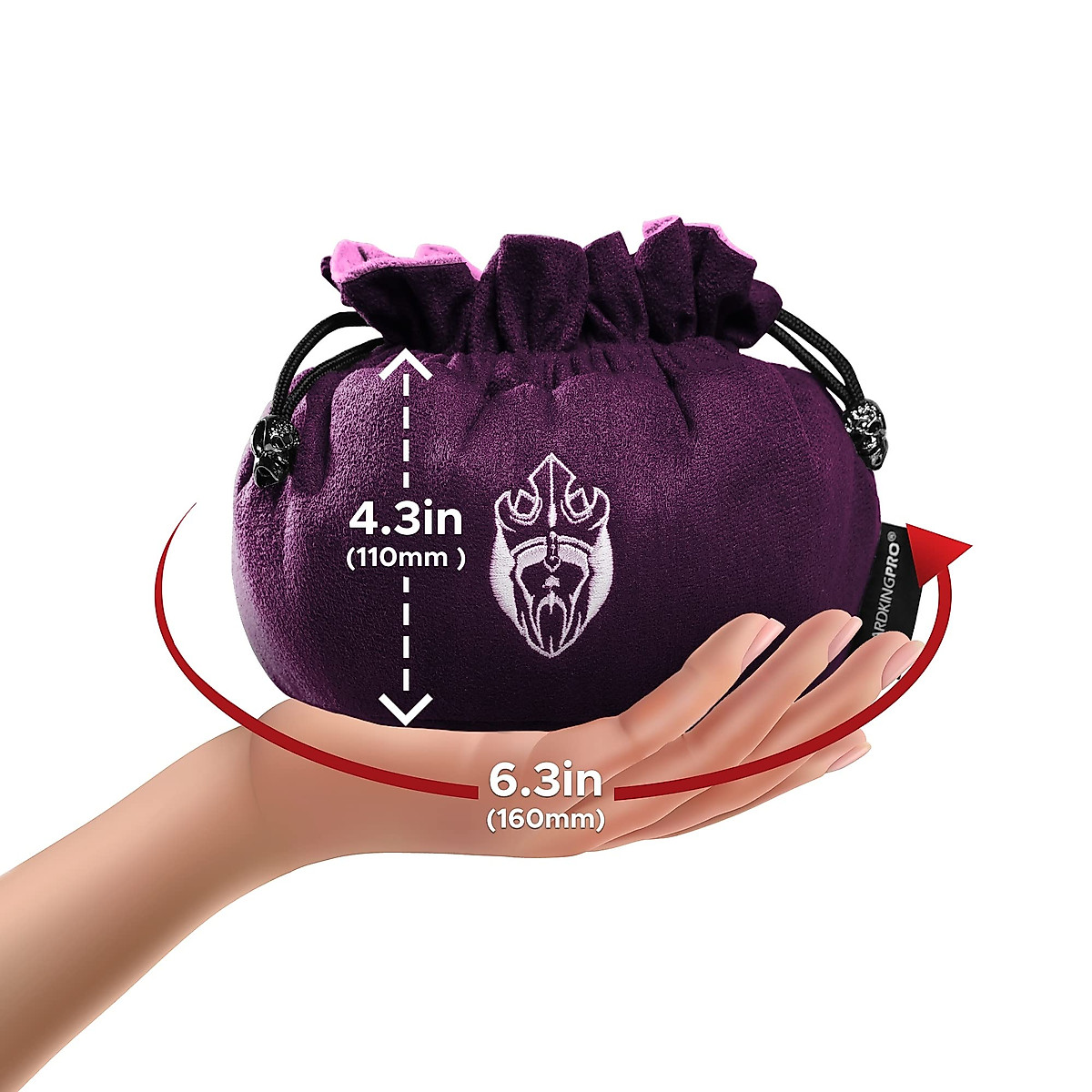 CardKingPro Immense Dice Bags with Pockets - Purple - Capacity 150+ Dice - Great for Dice Hoarders [Patented Design]