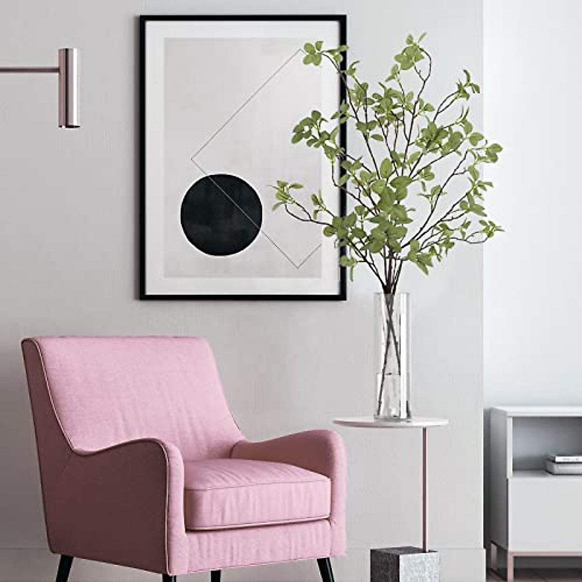 Ruidazon 2 pcs Artificial Greenery Stems, 41.3’’ Tall Fake Plants Branches Faux Greenery Ficus Twig Leaf for Home Garden Shop Office Desk Decoration