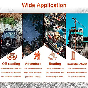 Amblee Synthetic Soft Shackle Recovery, 1/2 inch x 24 inch Recovery Rope Shackle (44,235 lbs Max Breaking Strength), Tow Shackles with Sleeves for ATV UTV SUV Trucks Sailing (2-Pack, Orange)