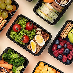 MORDEN MS Meal Prep Container With Lids, 50 PACK Reusable Food Storage Container Plastic Bento Lunch Boxes Travel To-Go Food Containers, Single Compartment Portion Control,33oz