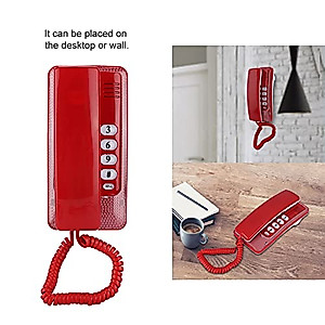 Wired Desktop Telephone - Wall Mount Landline Telephone Extension - No Caller ID Display - Exquisite and Compact - Phone for Hotel,Family,Business,Home (Red)
