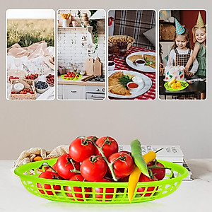 GothaBach 24 Pack Fast Food Baskets, Plastic Fast Food Restaurant Baskets, Bread Fry Baskets Serving Tray for Hot Dogs, Chicken, Burgers, Sandwiches, Fries(Green)