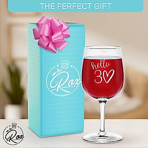 30th Birthday Gifts For Her - 12.75oz “Hello 30” Stemmed Wine Glass - 30th Birthday Decorations for Women - 30th Anniversary Ideas for Her, Mom, Wife - Birthday Gifts for 30 Year Old Daughter, Sister