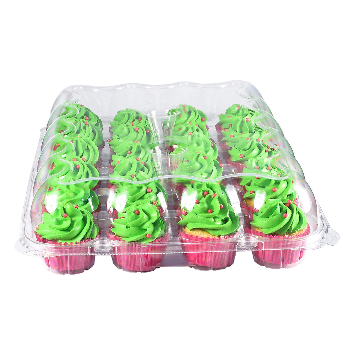 Katgely Cupcake Containers 24 Count (pack of 6), Clear Plastic Cupcake Carriers for 24 Cupcakes, Deep Dome, Stackable, Disposable & BPA-Free
