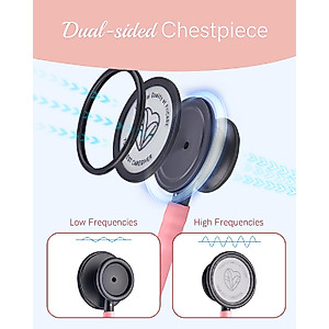 FriCARE Lightweight Stethoscope - Stethoscopes for Nurse Medical Nursing Students - Classic Home Health Diagnostic Kit, StethoMedic Essentials, Lifetime Warranty & FSA HSA Eligible (Pearl Pink)