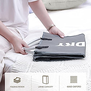 Abuzhen Laundry Basket, Durable Handles for Easy Carry, Collapsible Cloth Baskets, Hampers for College Dorms, Foldable Fabric Hamper Bags (Black,1 Piece)